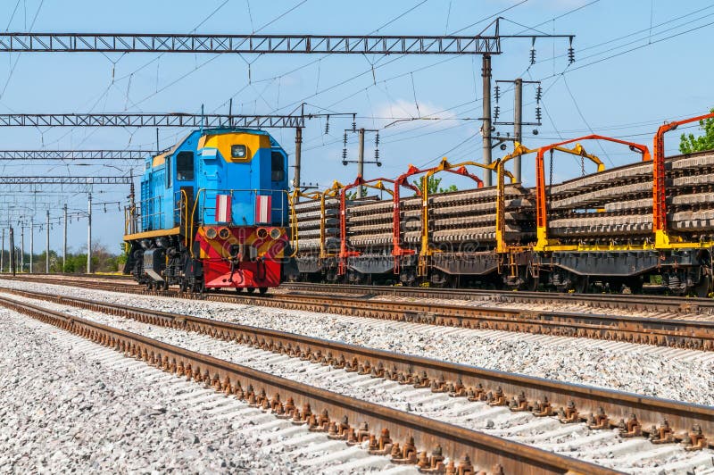 Train with Special Track Equipment Stock Image - Image of speed ...