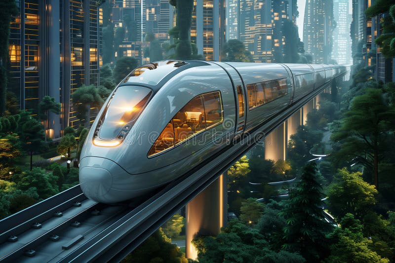 Train Speed and Building Modern Stock Illustration - Illustration of ...