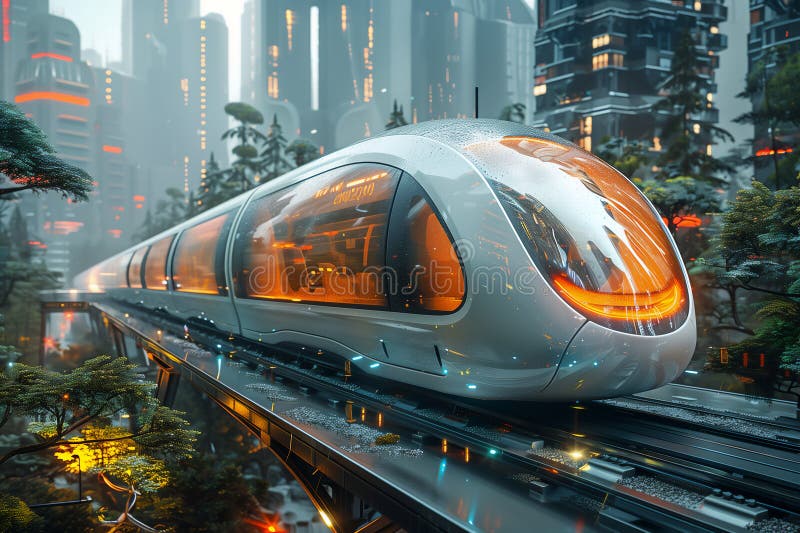 Train Speed and Building Modern Stock Illustration - Illustration of ...