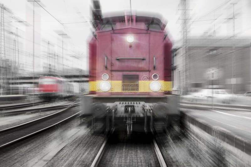Train speeding in color stock photo. Image of path, movement - 93432760
