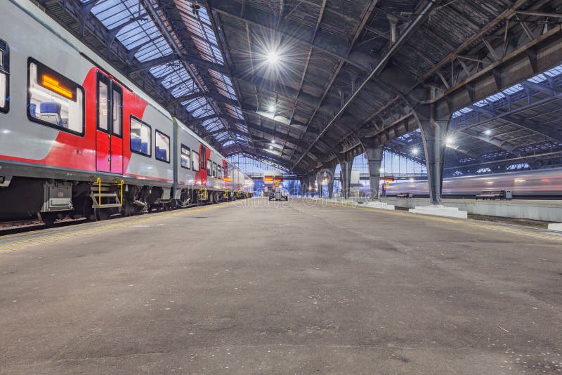 Train Stands by the Platform Stock Image - Image of evening, tourism ...