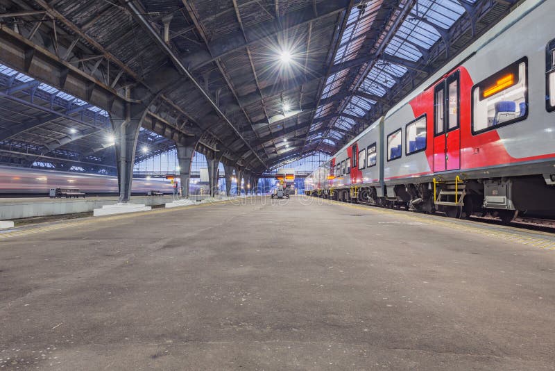 Train Stands by the Platform at Evening Editorial Photography - Image ...