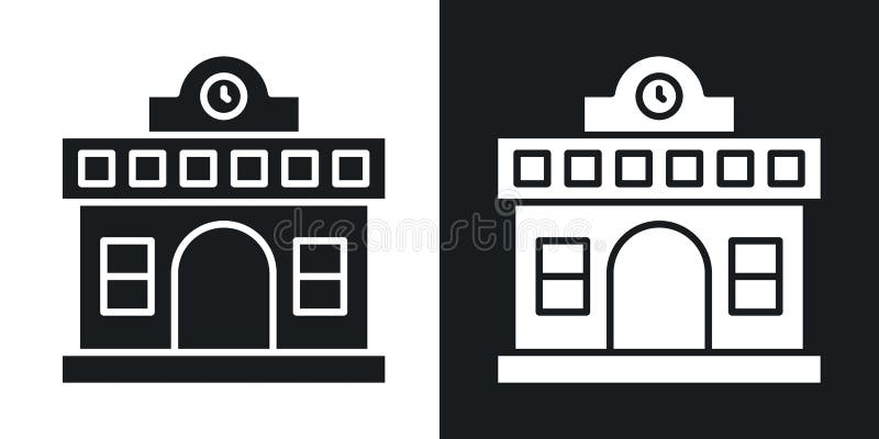 Train Station Building Icon Isolated on White Background Stock Vector ...
