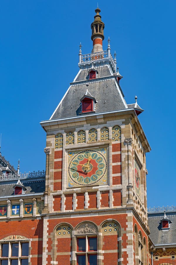 Train Station Clock Amsterdam Stock Image - Image of transportation ...