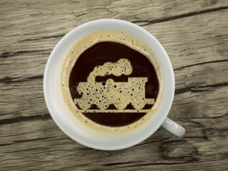 Coffee Poster with Train, Coffee Grains on a Grunge Retro Stock Vector ...