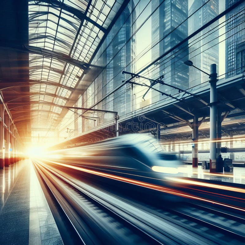 Train Station a Dynamic Scene of a Train Station with a Focus on Stock ...