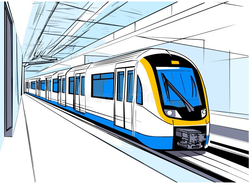 A Train at a Station - Fast Line Subway Train Stopped Stock Vector ...
