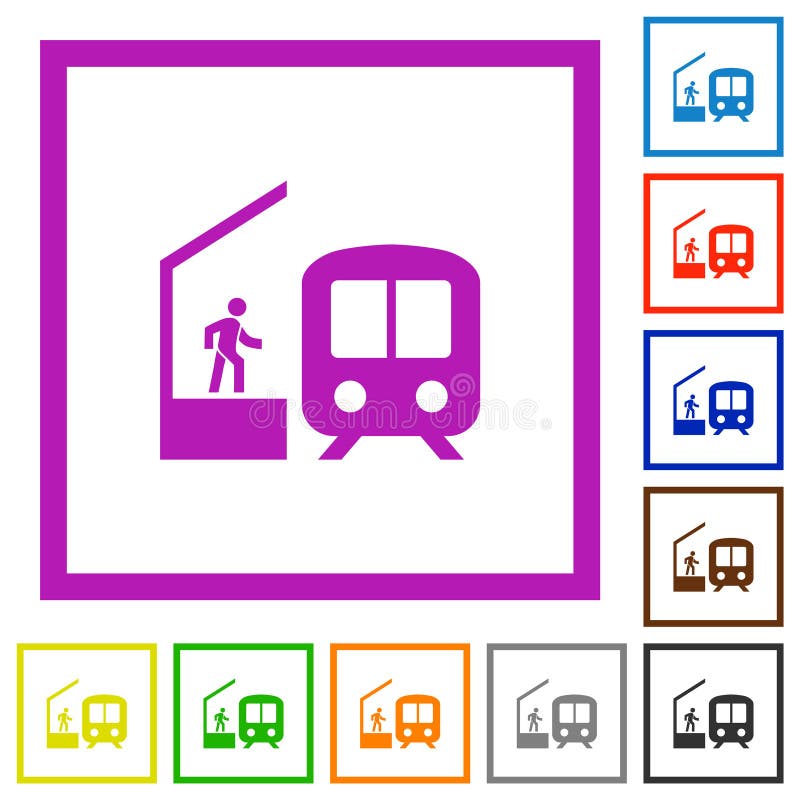 Train Station Flat Framed Icons Stock Vector - Illustration of icons ...