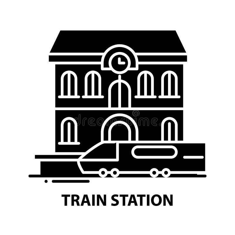 Train Station Icon, Black Vector Sign with Editable Strokes, Concept ...