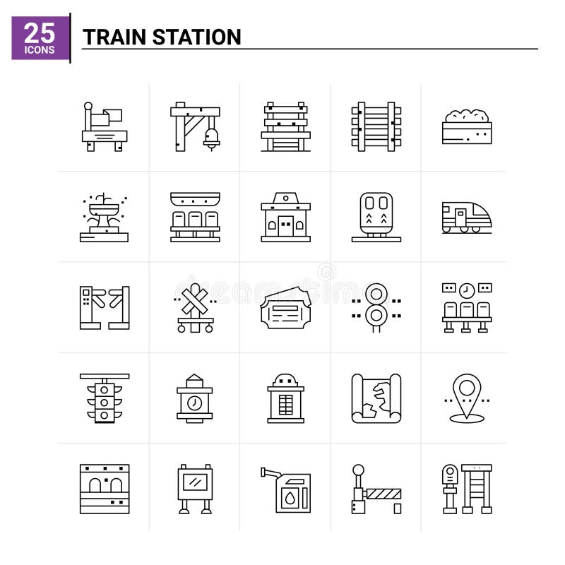 25 Train Station Icon Set. Vector Background Stock Vector ...