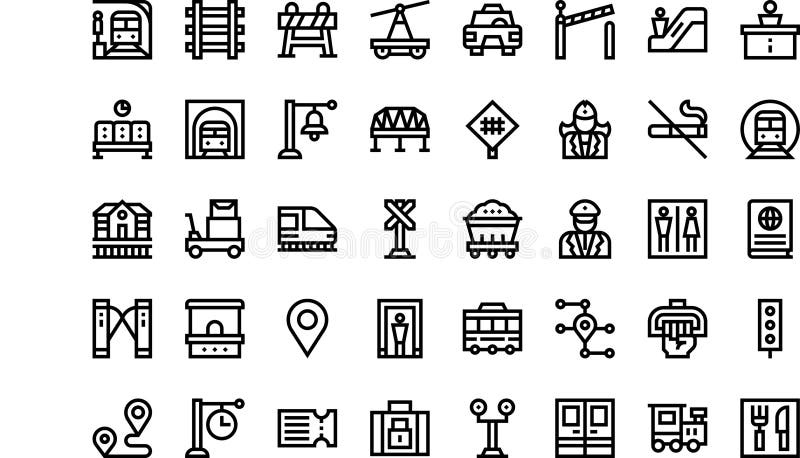 Train Station Icons High-Quality Vector Icons Collection with Editable ...