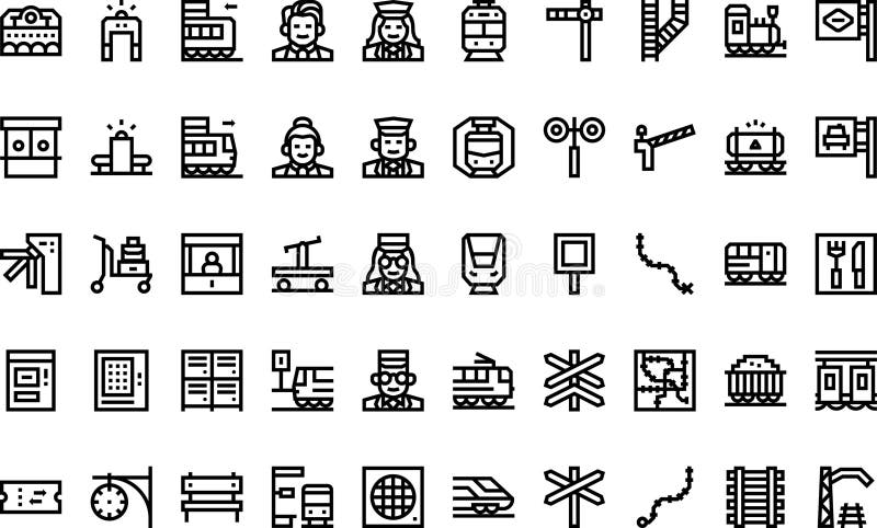 Train Station Icons High-Quality Vector Icons Collection with Editable ...
