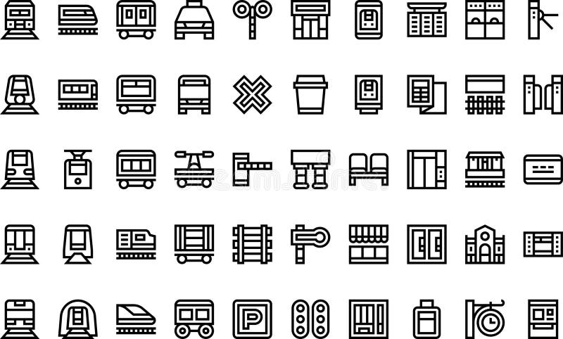 Train Station Icons High-Quality Vector Icons Collection with Editable ...