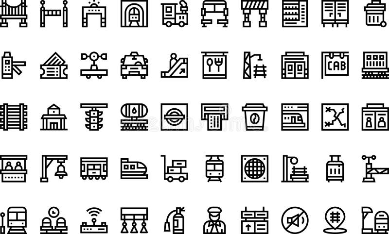 Train Station Icons High-Quality Vector Icons Collection with Editable ...