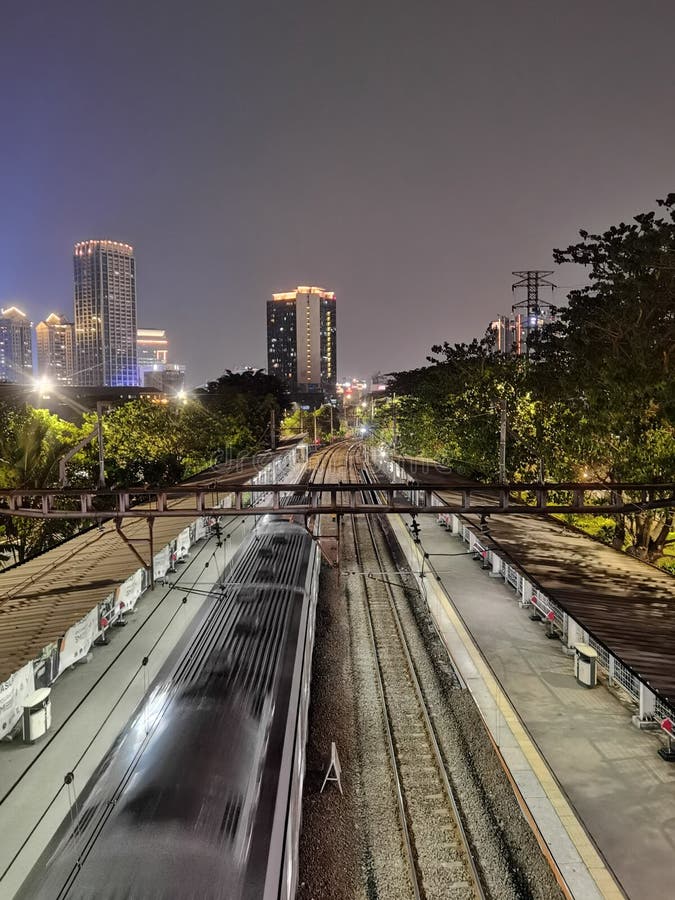Train Station Jakarta Railways Stock Photo - Image of jakarta, night ...