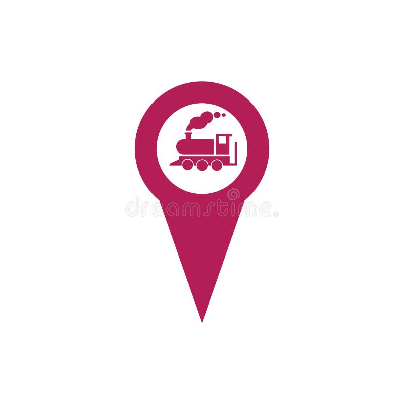 Train Station Map Pin Icon. Train Station Map Point Symbol. Flat Design ...