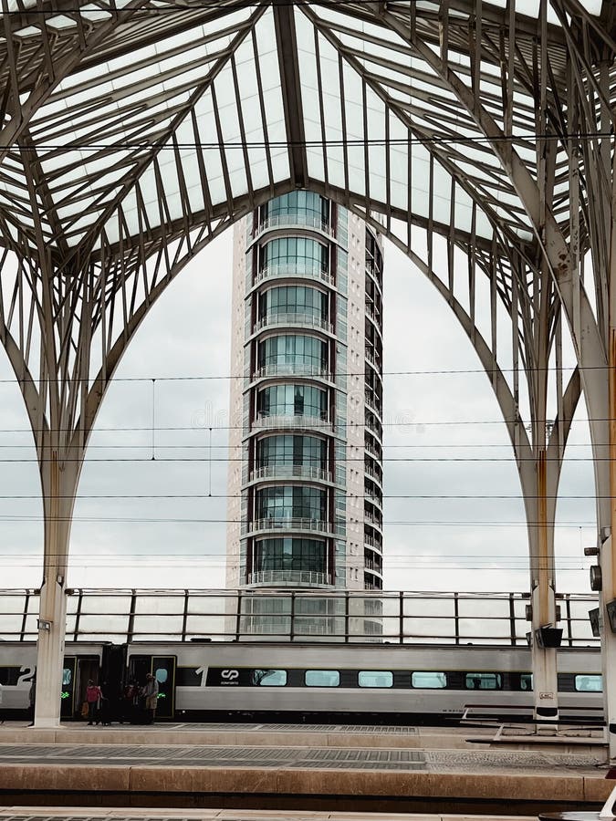 Train Station with a Modern Building and a White Train Editorial Image ...