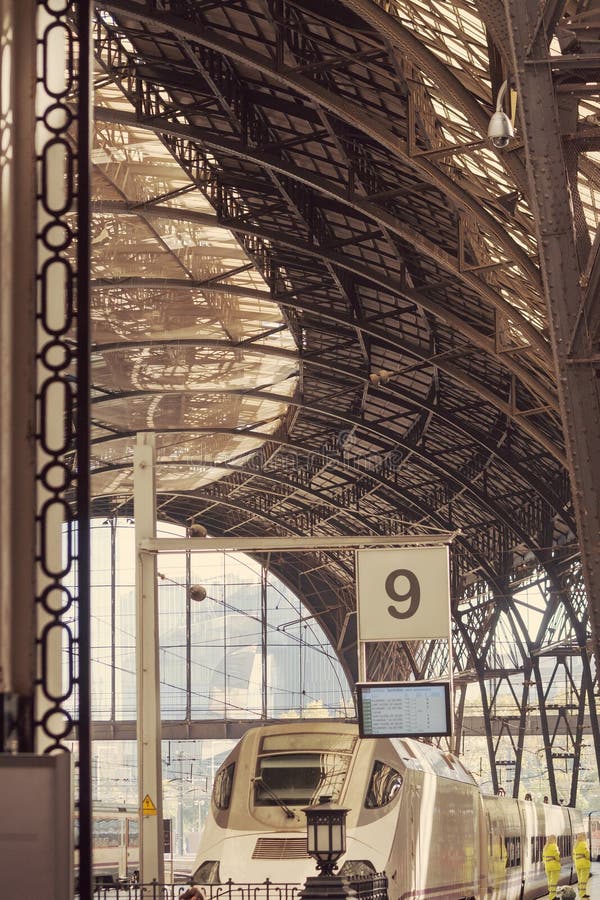 Train on station stock photo. Image of spain, vertical - 75176436