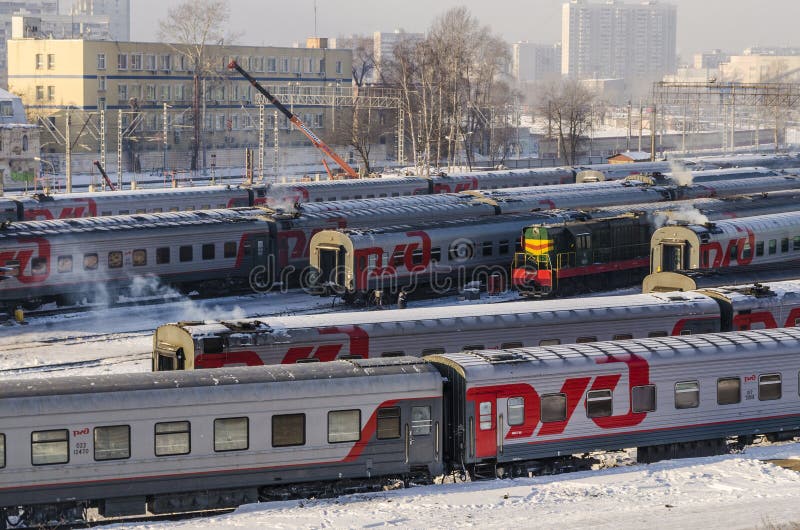 The Train Station in Moscow in the Winter Trains Editorial Photo ...