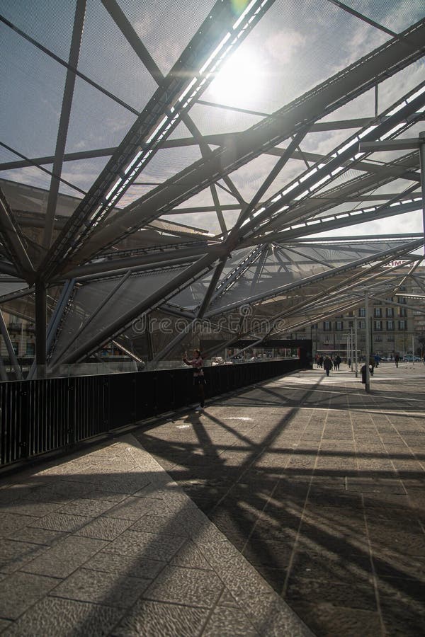 Train Station in Naples. Complex Structures Made of Metal and Glass ...