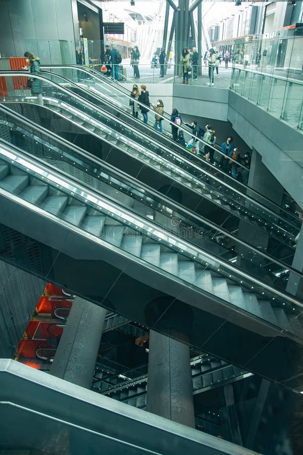Train Station in Naples. Complex Structures Made of Metal and Glass ...