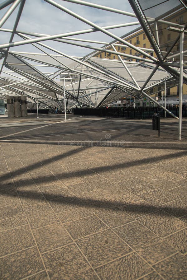 Train Station in Naples. Complex Structures Made of Metal and Glass ...