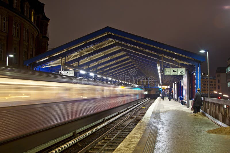 Train station by night editorial image. Image of metro - 36233060