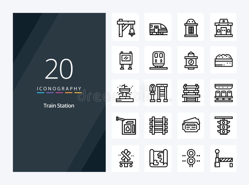 20 Train Station Outline Icon for Presentation Stock Vector ...
