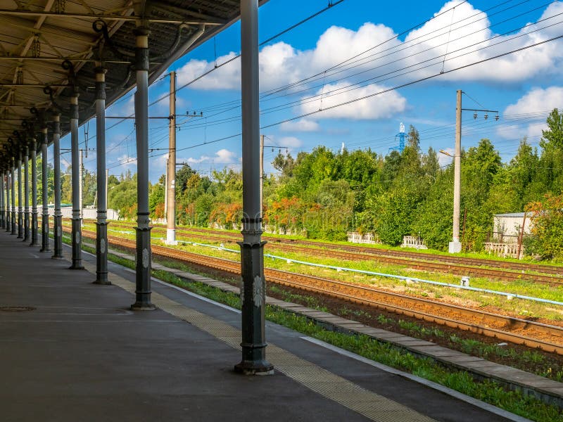Train Station Platform in Russia Stock Image - Image of track, blue ...