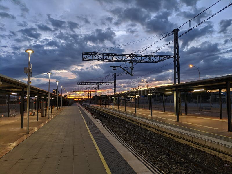 Train station ramp sunset stock image. Image of city - 185952463