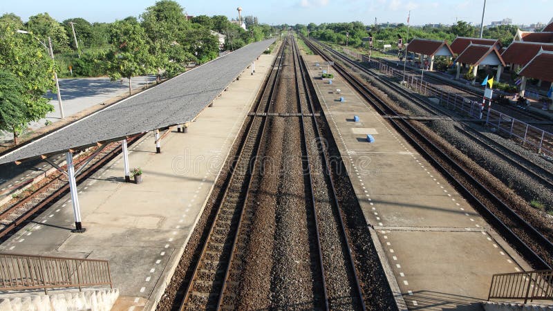 Train Station See Railway Track Line , Platform, Bird Eye View Stock ...