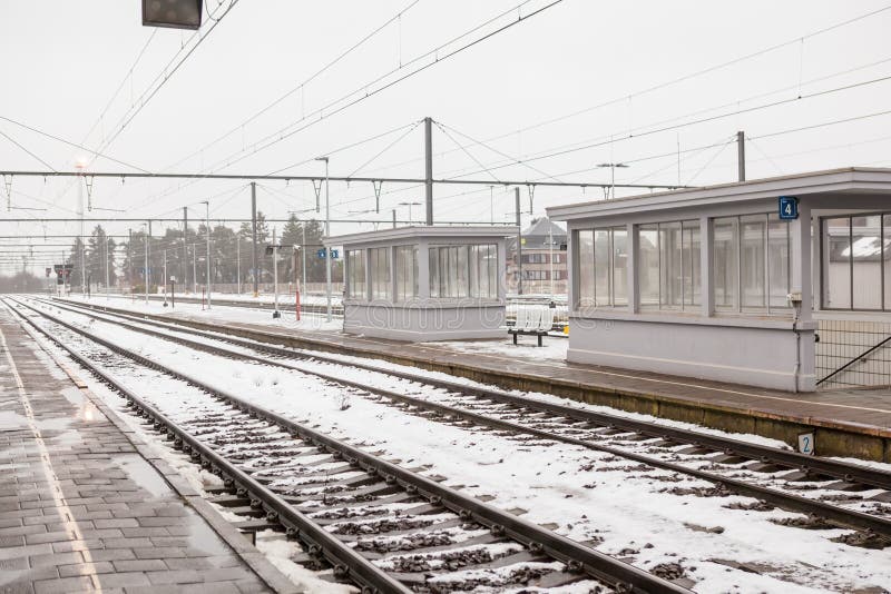 Train station in the snow stock photo. Image of frost - 106307196