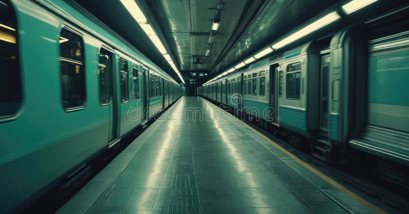 A Train Station with a Train on the Left Side and Another Train on the ...