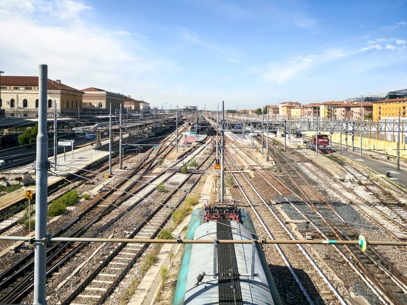 Train Station, with Train Stopped and Railway Line Stock Image - Image ...