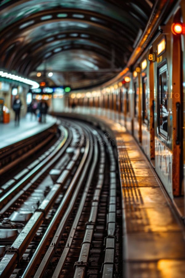 A Train Station with a Train on the Tracks, Suitable for Transportation ...