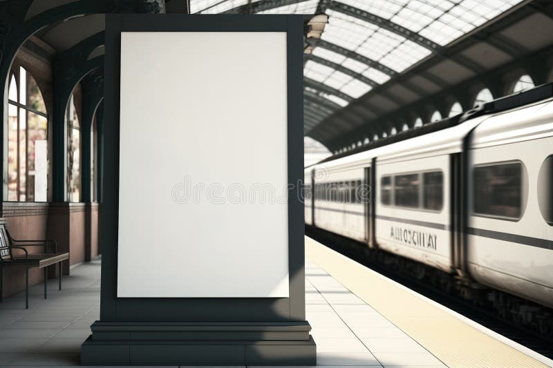 Train Station White Billboard with Copy Space for Advertisement. Stock ...