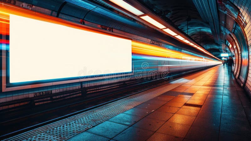 A Train Station with a White Sign on the Wall Stock Image - Image of ...