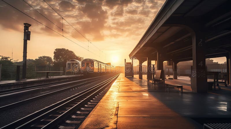 Train Station Sunset Stock Illustrations – 1,448 Train Station Sunset ...