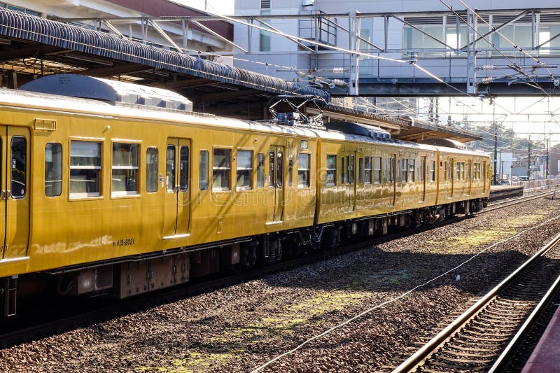A Train Stopping at the Station in Hiroshima, Japan Editorial Stock ...