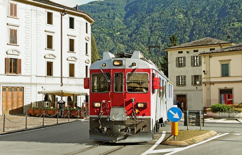 Train on the street. stock photo. Image of street, city - 27134186