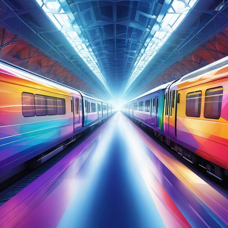 Train in the Style of Bright Geometric Abstractions by Stock ...