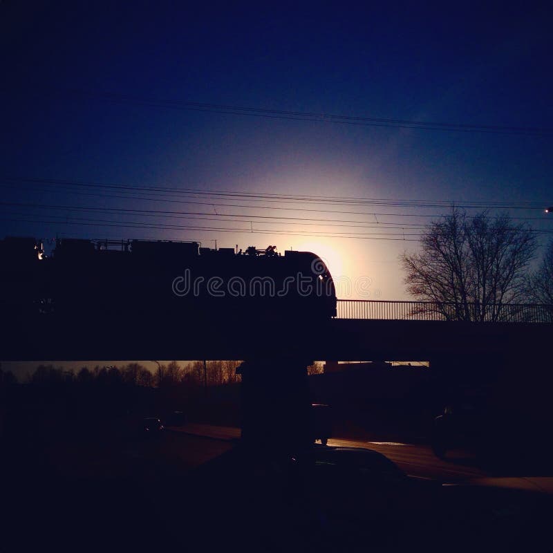 Train at sunset stock image. Image of departing, sunset - 52129445