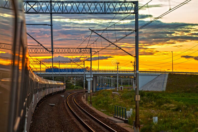 Train at the sunset stock image. Image of freight, dusk - 36606747