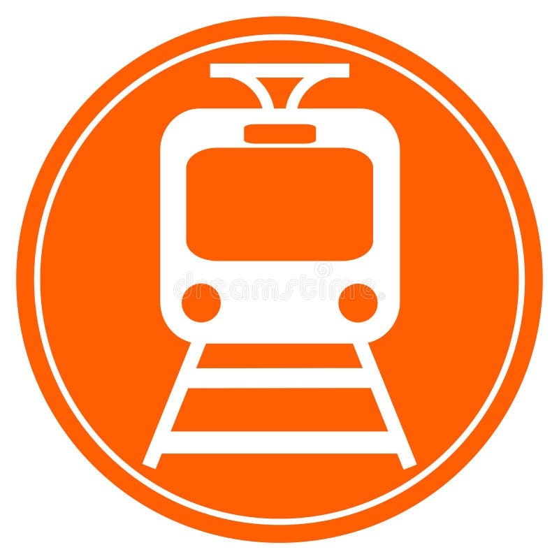 Train Symbol on Red Button with White Frame Stock Illustration ...