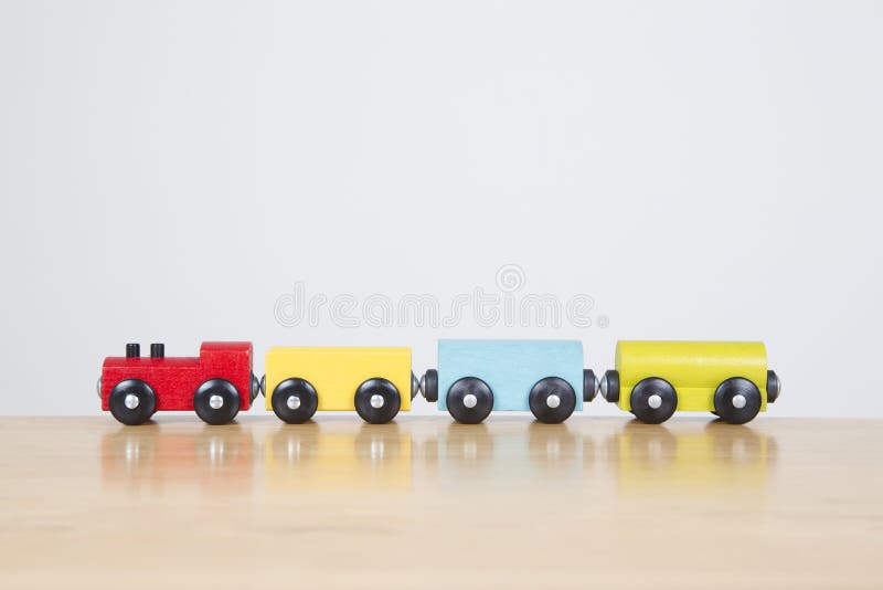 Wooden Toy Train Approaching a Fork in the Line Stock Image - Image of ...