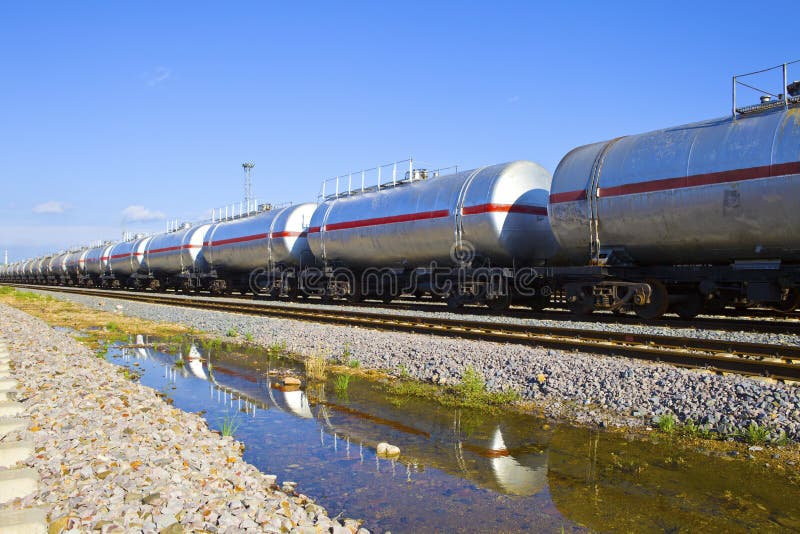 Oil transportation by rail stock image. Image of filling - 15126471