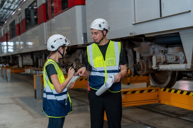 Train maintenance center stock image. Image of person - 281471815