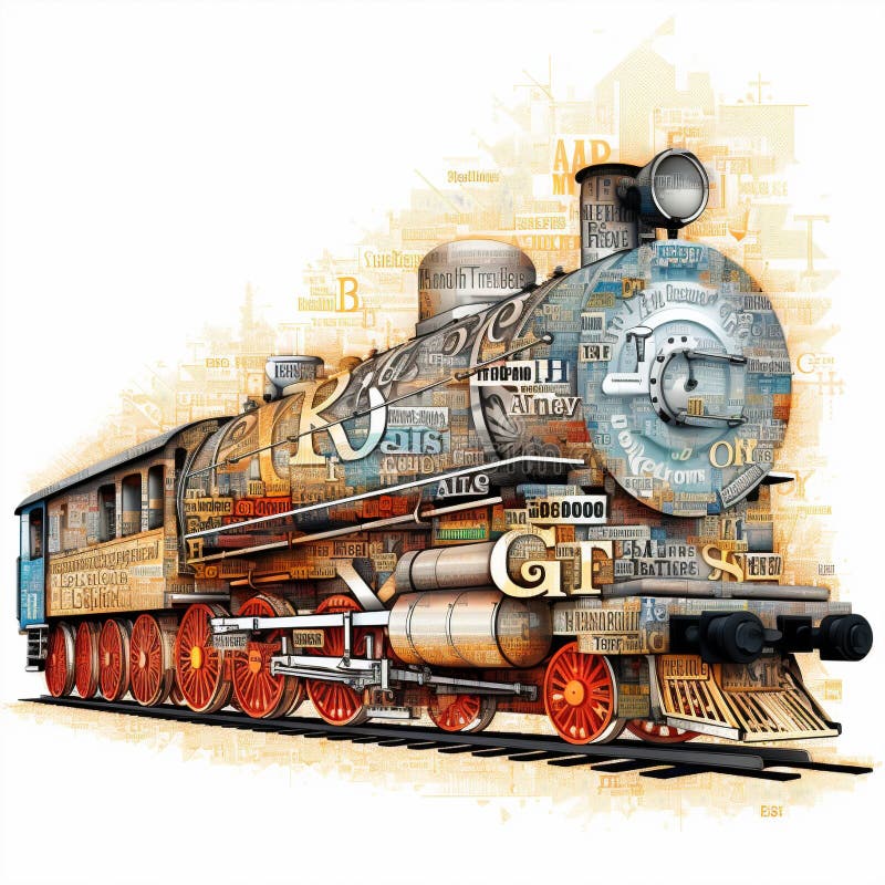 Train of Thought: a Whimsical Illustration of a Train Made of Words ...