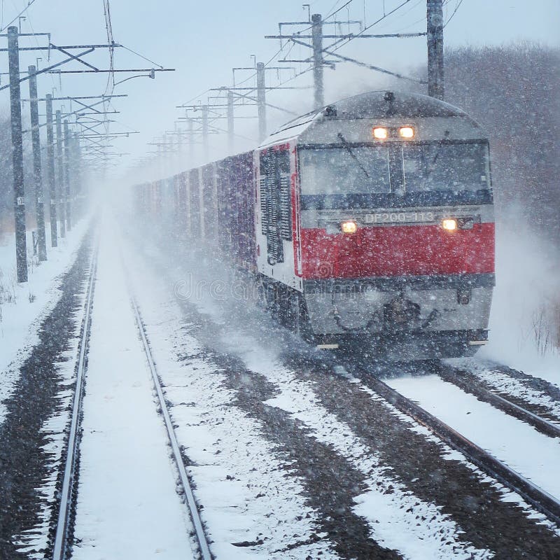 Bullet Train Thru Snowy Rain Stock Photo - Image of train, rain: 119436606