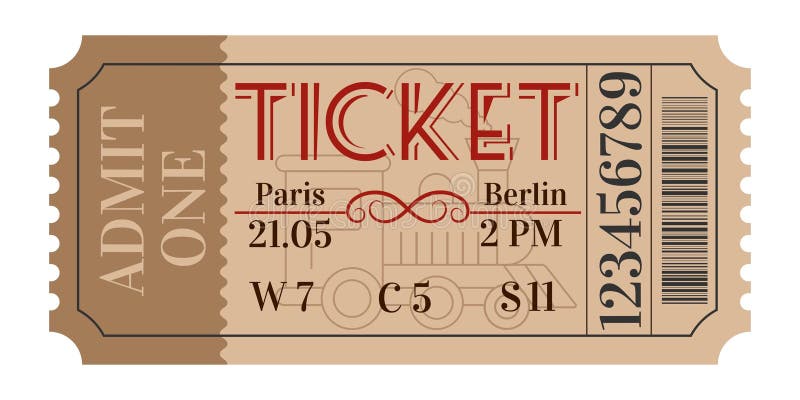 Train Ticket in Retro Style. Stock Vector - Illustration of retro ...